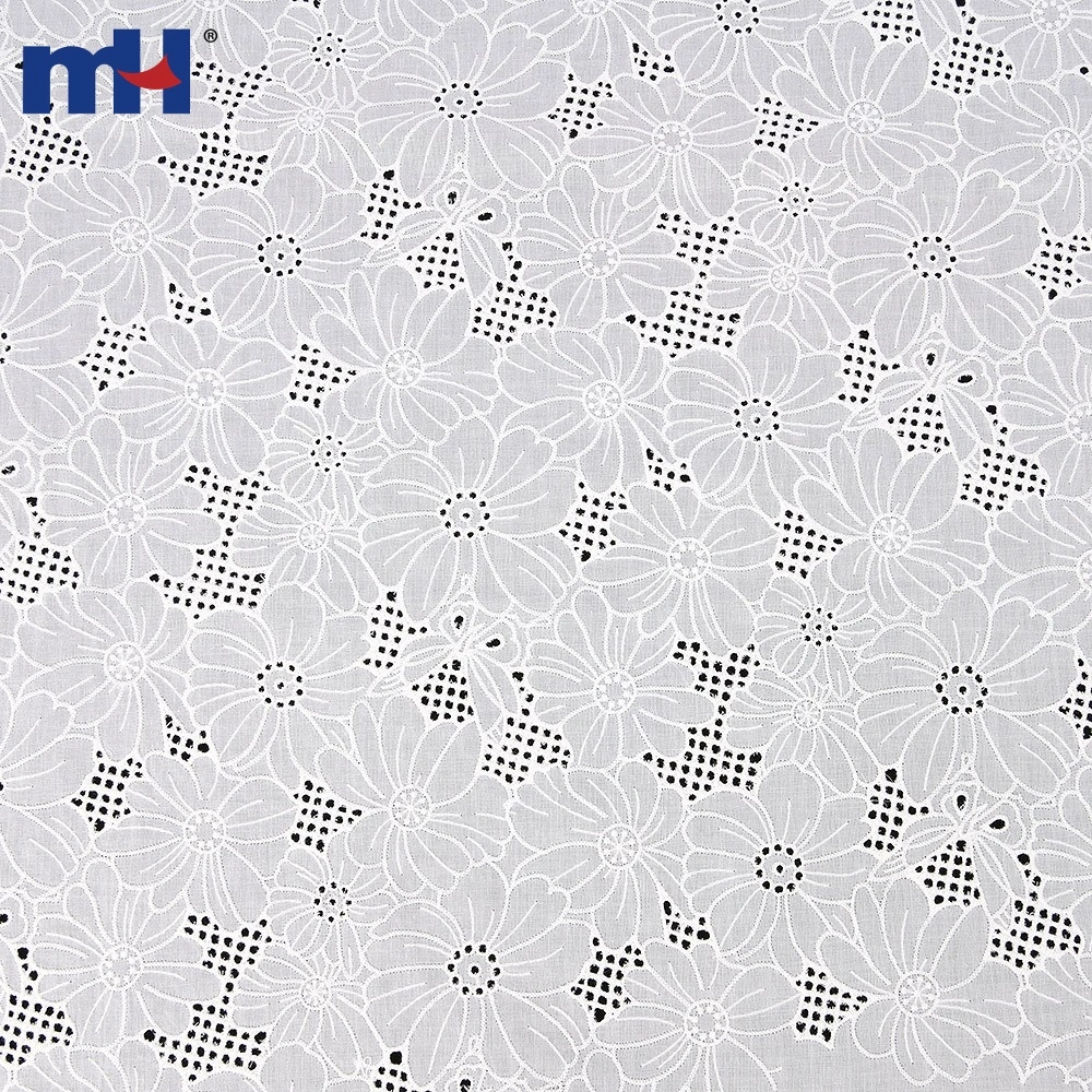 130cm Width Cotton Embroidered Fabric Eyelet Lace